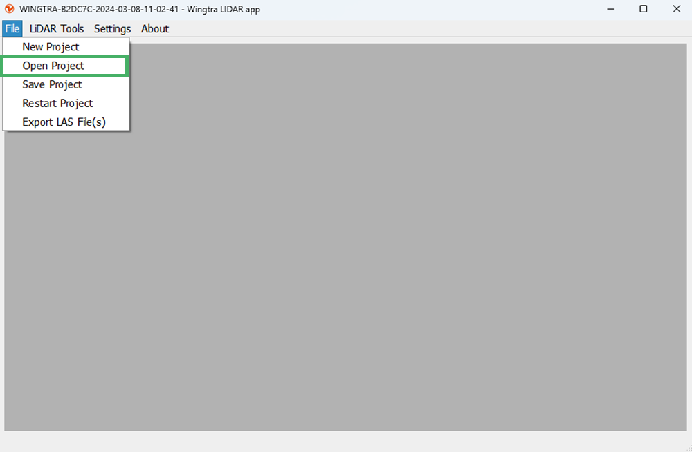 Processing Data in Wingtra LIDAR App